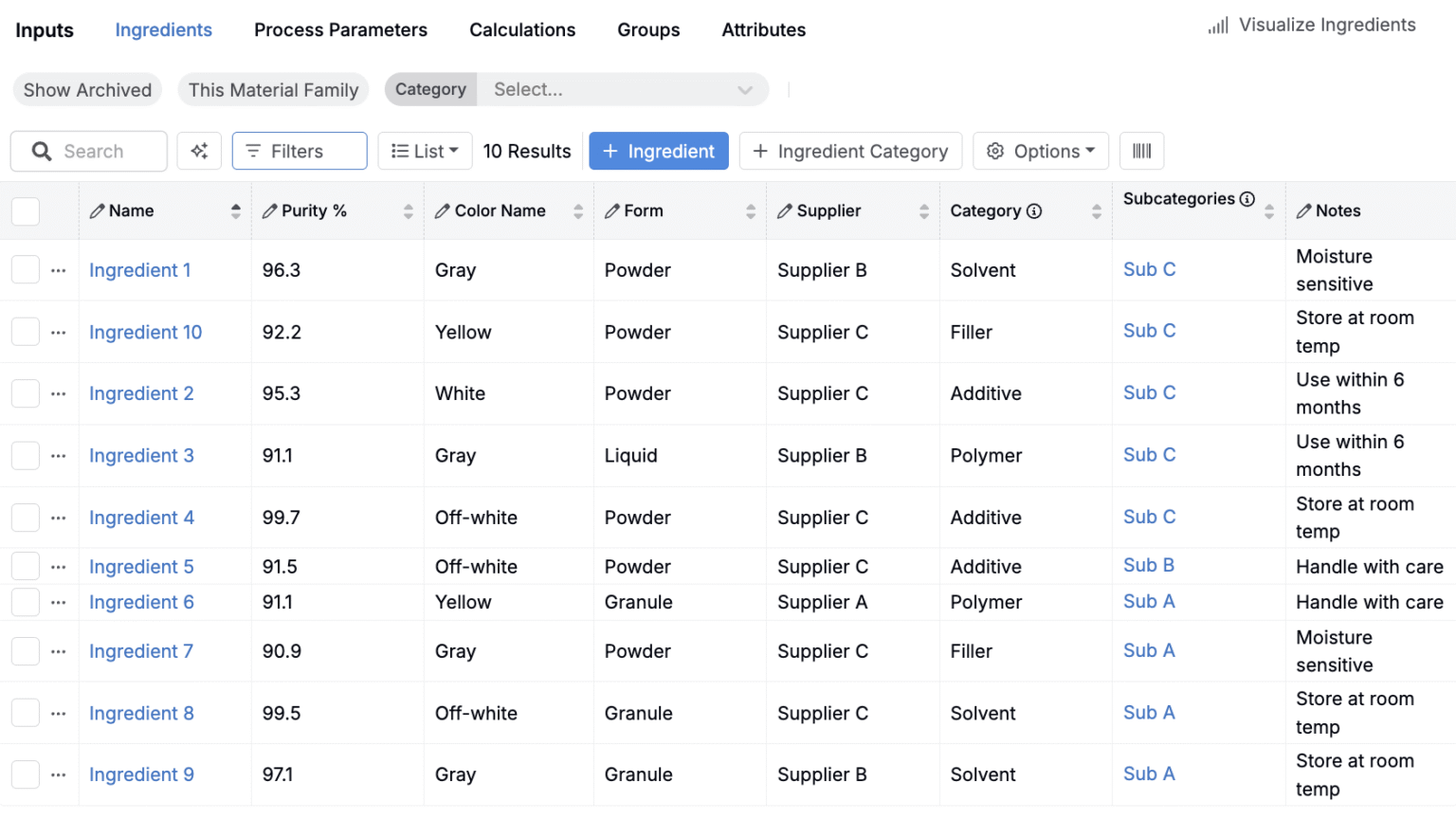 Importing Ingredient Field Values – Uncountable Knowledgebase
