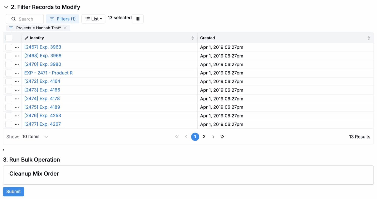 Bulk Modify Experiments – Uncountable Knowledgebase