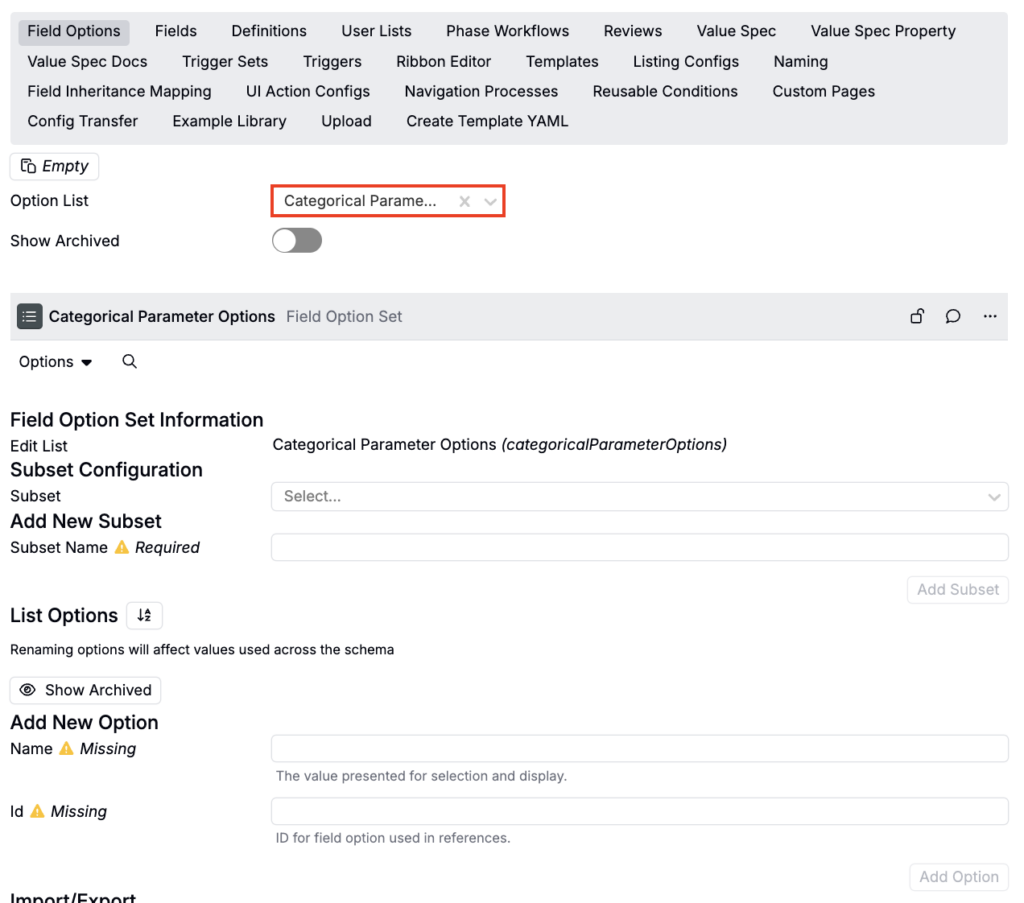 Creating New Categorical Process Parameters – Uncountable Knowledgebase